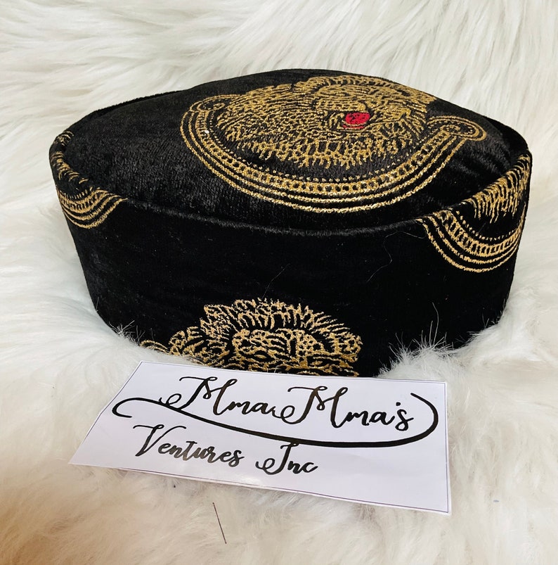 Tiger Head Ozo Ichie Hat Cap, Velvet Igbo Cap, Nigerian Men Hat ...