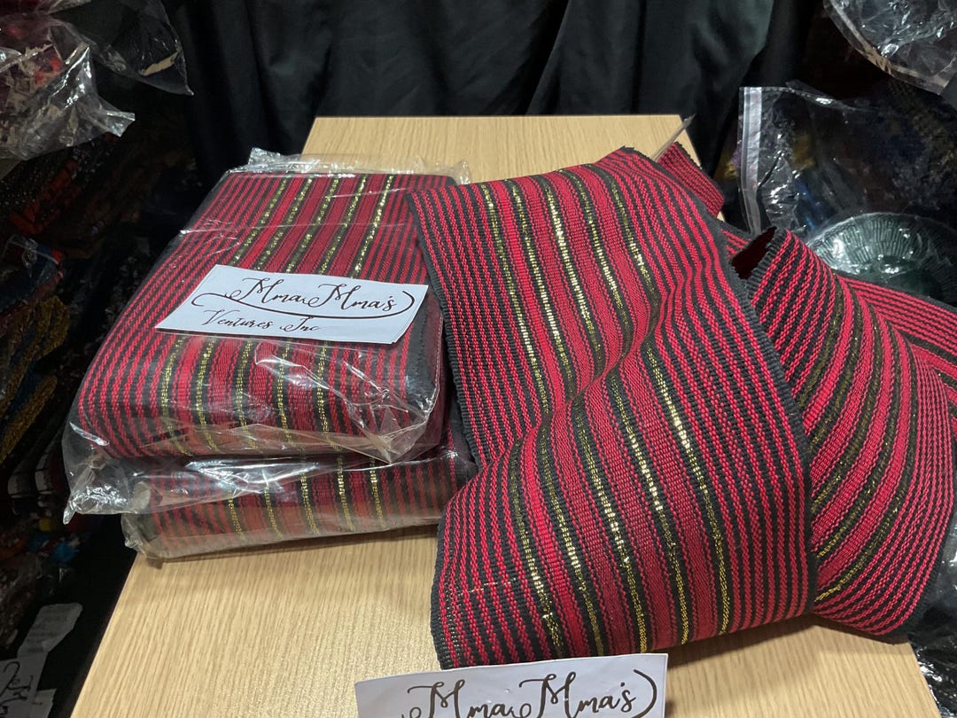 Red Aso Oke Fabric Bundle, Handwoven Nigerian Cotton Strips - Etsy