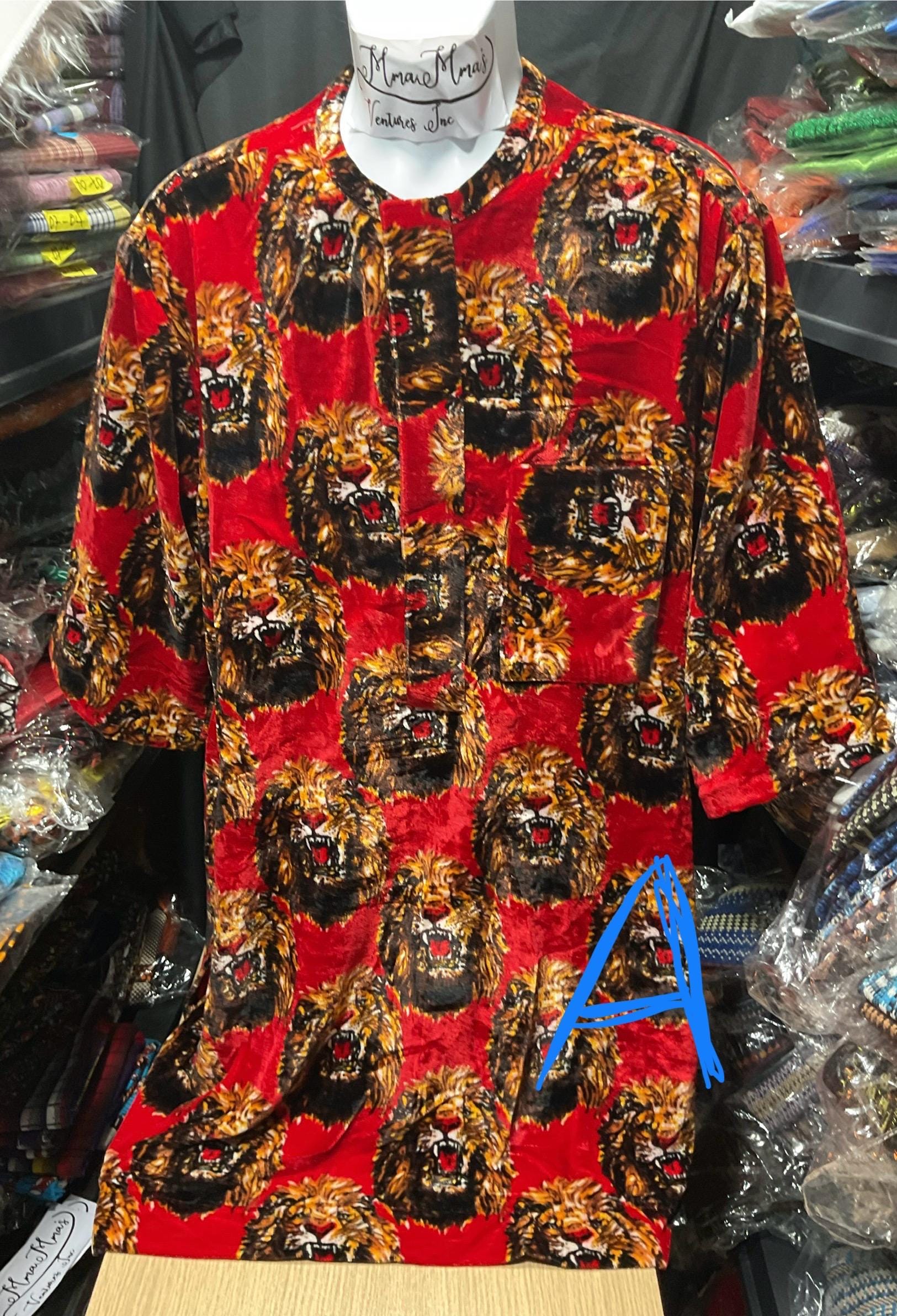 RED/ORANGE Velvet Isi Agu Shirt: Igbo Tiger Head Outfit - Etsy