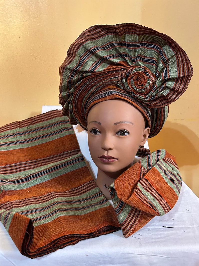 Aso Oke Nigerian Auto Gele Complete Couple Auto Gele Bridal Set ...