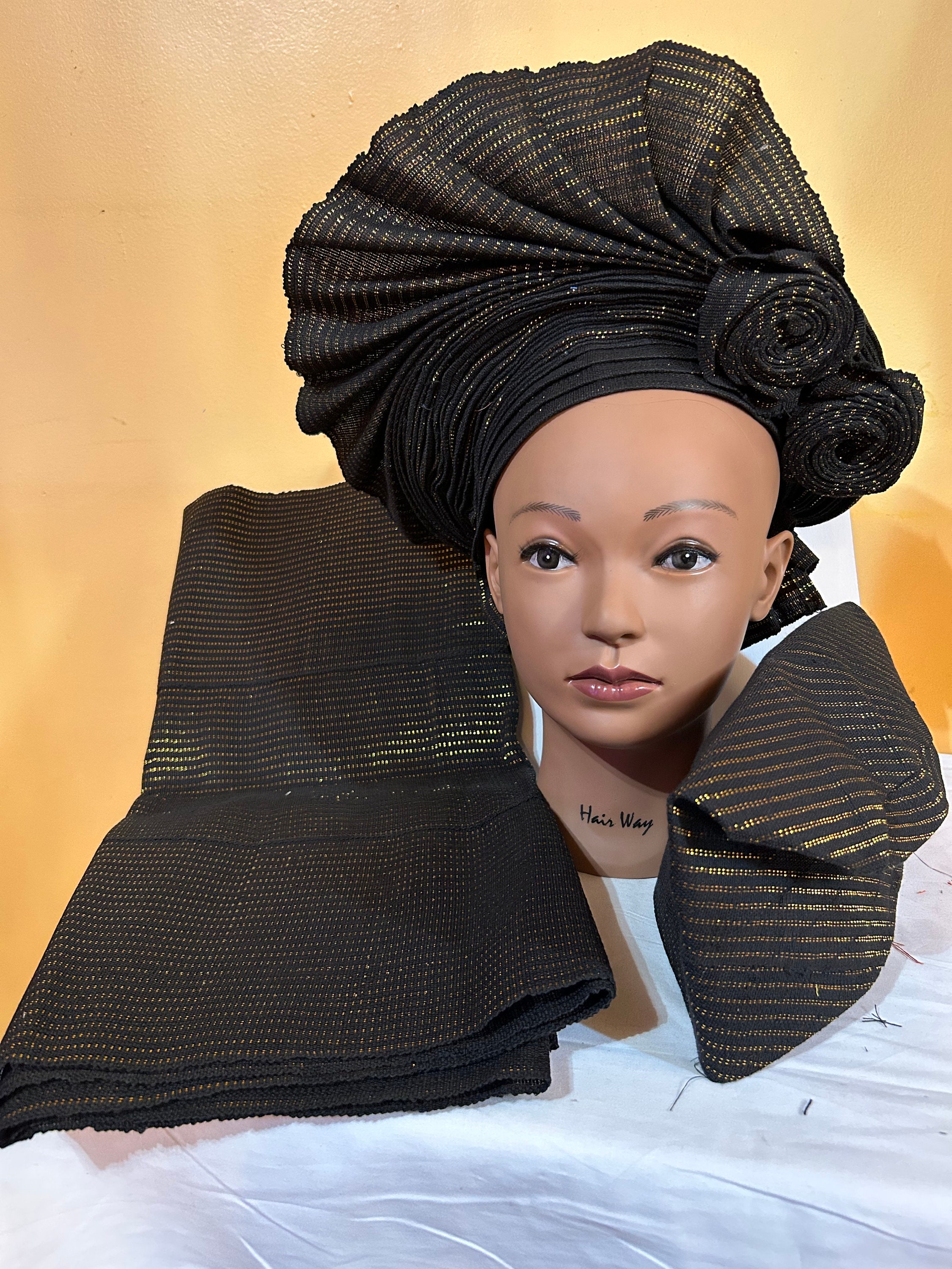 Aso Oke Nigerian Auto Gele Complete Couple Bridal Set, Nigeria Wedding ...