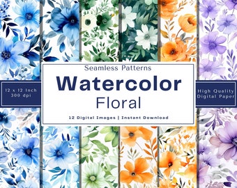 Watercolor Floral Digital Paper - SEAMLESS - Etsy