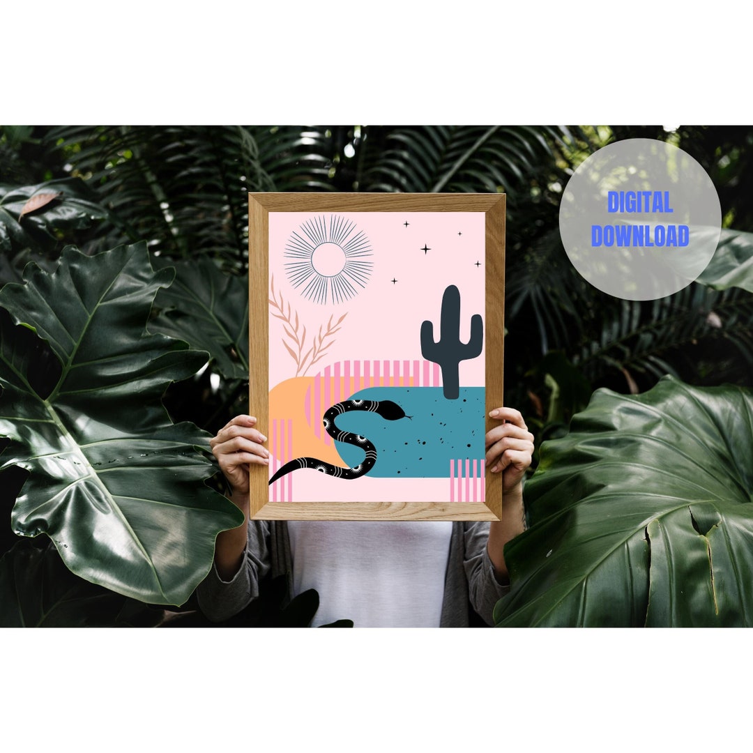 Desert Boho Printable Wall Art, Desert Snake Wall Art, Cactus Wall Art ...