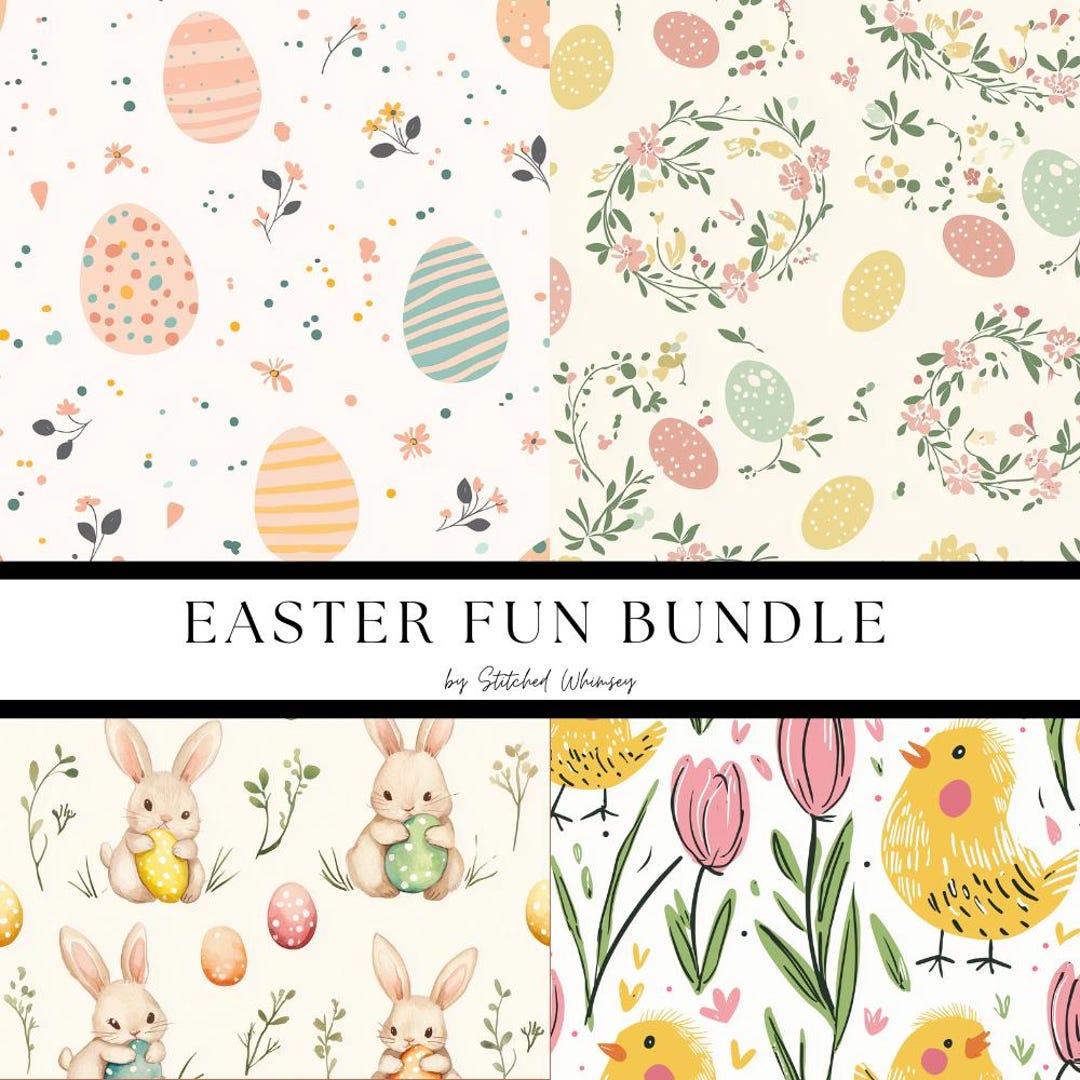 Easter Seamless Pattern Bundle Easter Egg Pattern Easter Bunny ...