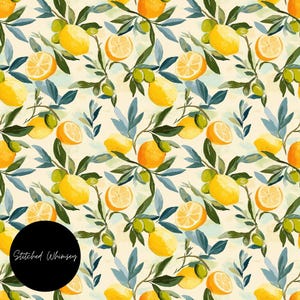 Mediterranean Seamless Pattern, Watercolor Lemon Print, Digital Paper ...