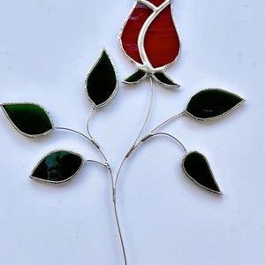Red Rose Suncatcher, Stained Glass Rose Sun Catcher, Handmade ...