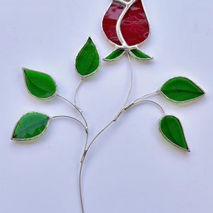 Red Rose Suncatcher, Stained Glass Rose Sun Catcher, Handmade ...