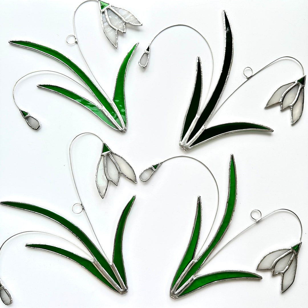 Stained Glass Snowdrop Suncatcher, Window Decoration, Tiffany Style ...