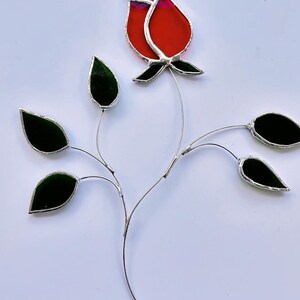 Red Rose Suncatcher, Stained Glass Rose Sun Catcher, Handmade ...