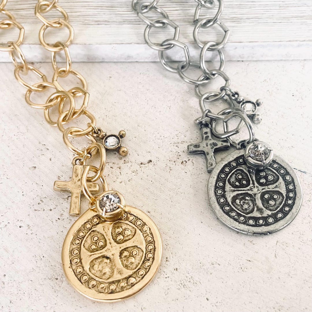 Charmed Coin Multi Cross Necklace - Etsy