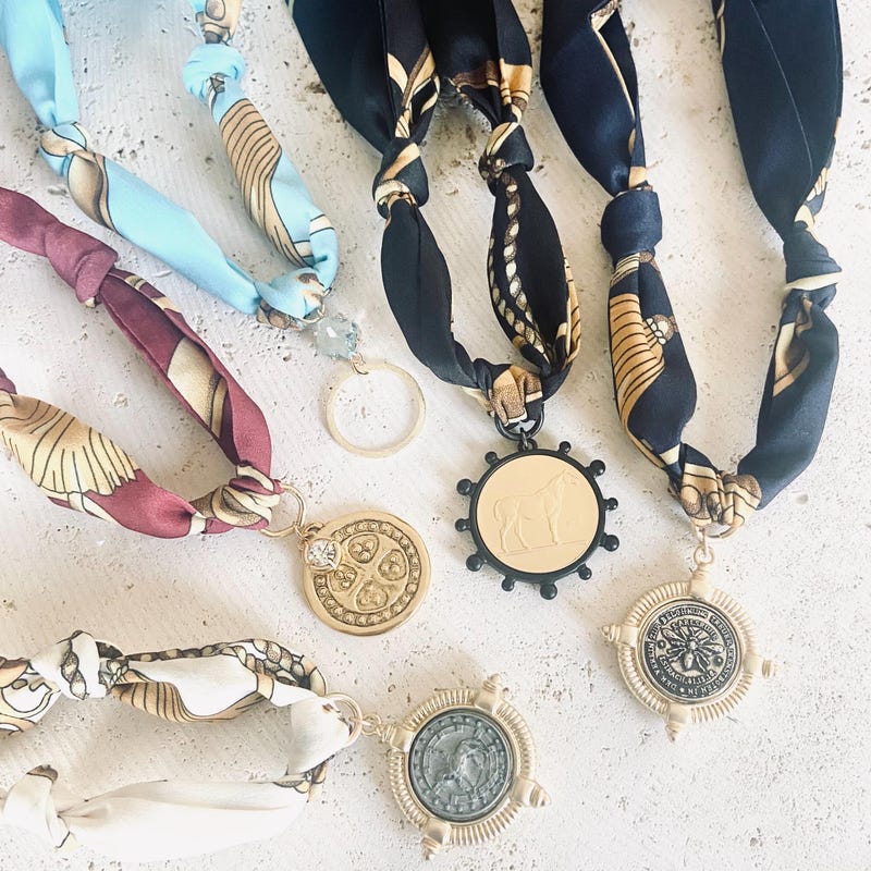 Scarf Necklace With Charm - Etsy