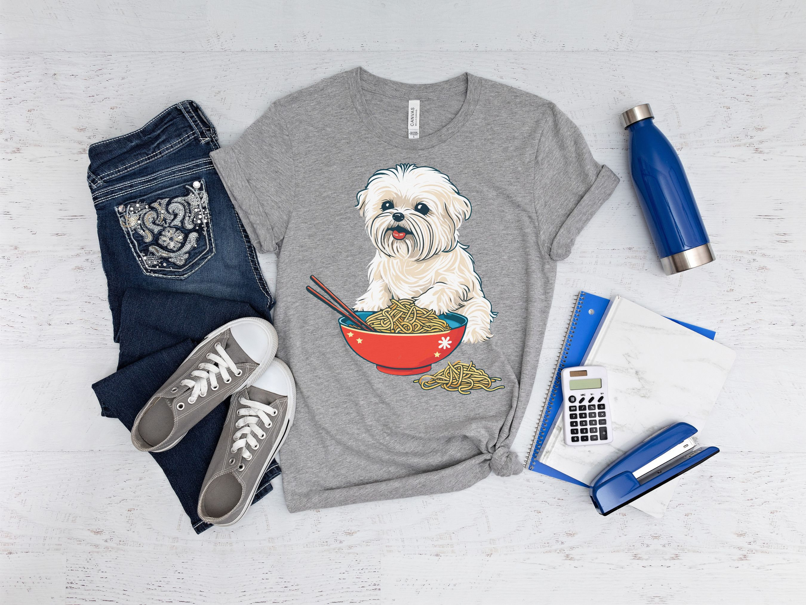 Cute Maltese Dog Eating Ramen Unisex Cotton Tee - Etsy