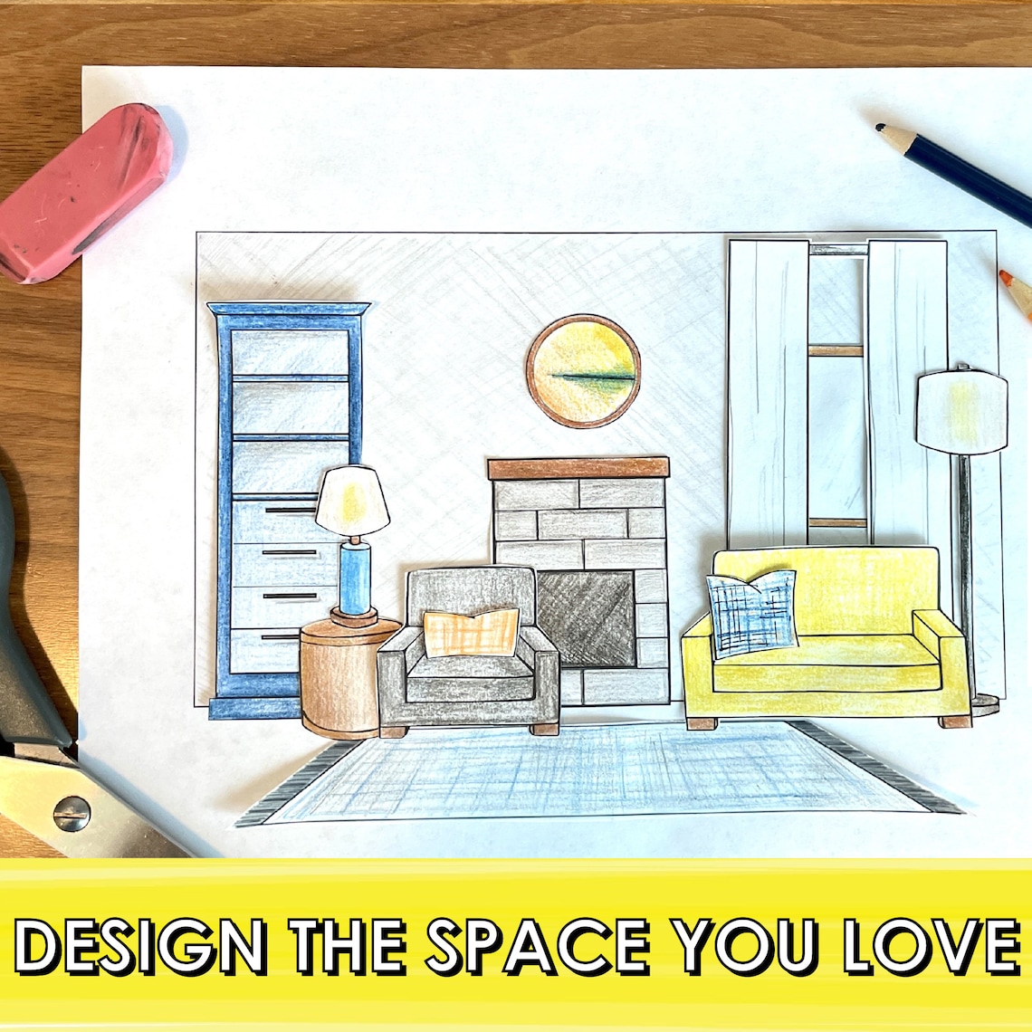 Living Room Printable Coloring Book Pages Sheets Instant Digital PDF ...