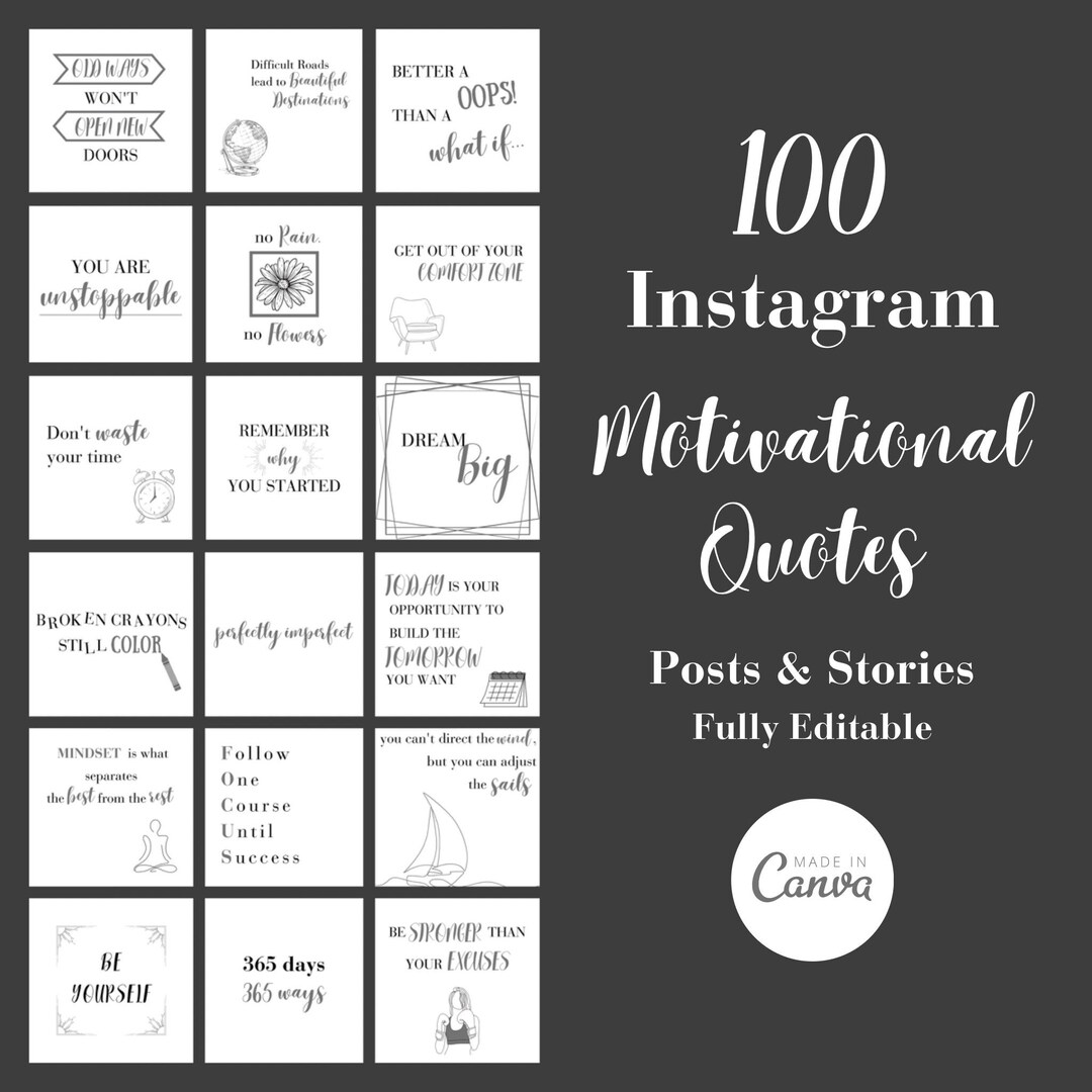 100 Instagram Templates For Posts Stories Motivational Etsy