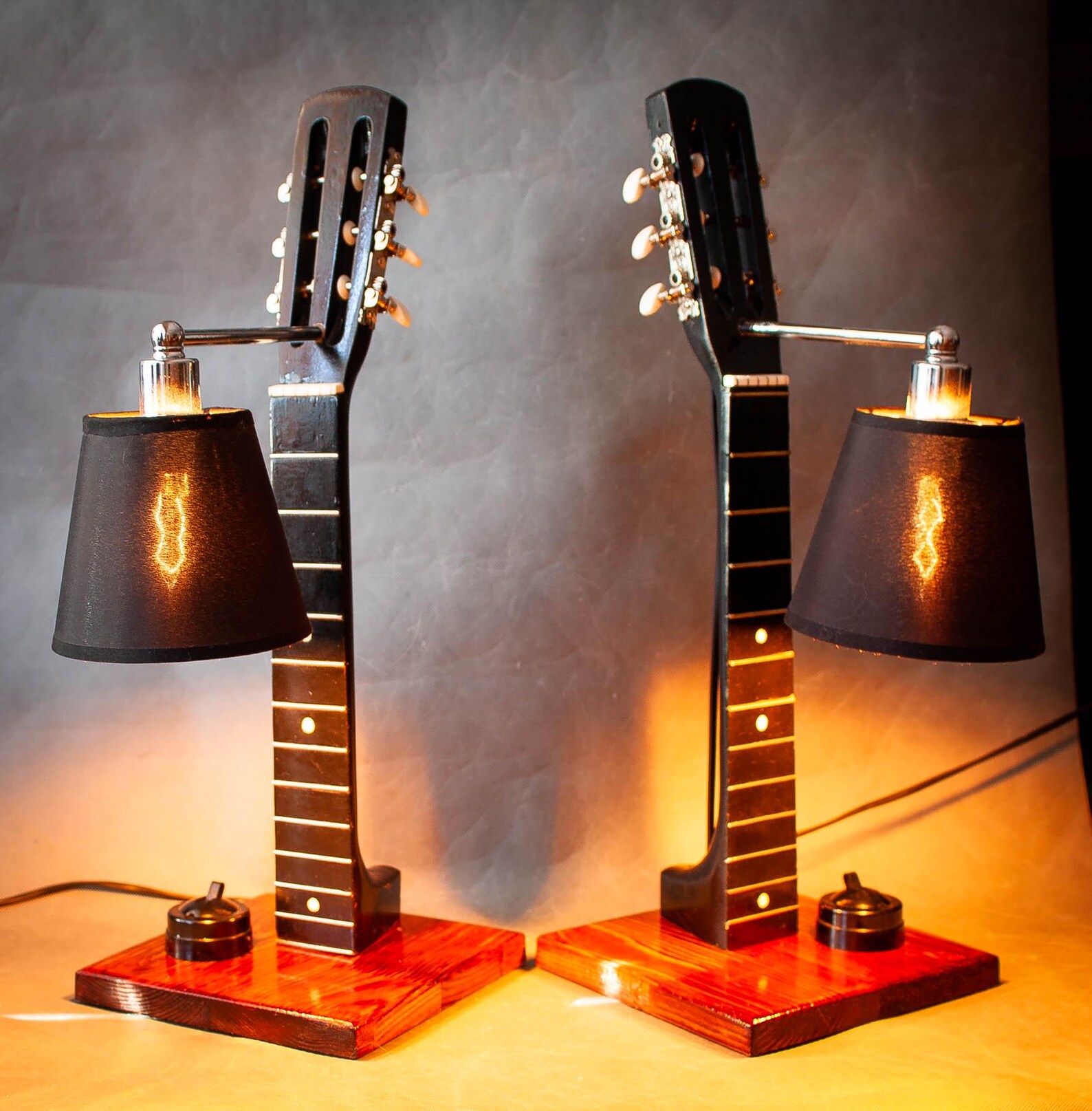 Handmade Guitar Neck Table Lamps: Upcycled Music Decor (set of 2) - Etsy