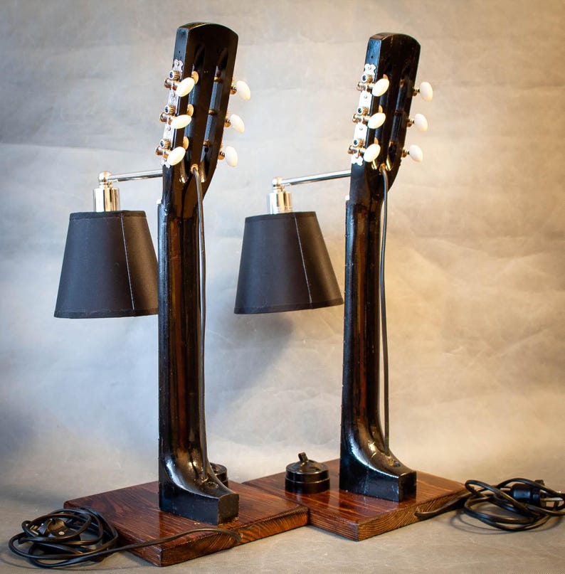 Handmade Guitar Neck Table Lamps: Upcycled Music Decor (set of 2) - Etsy