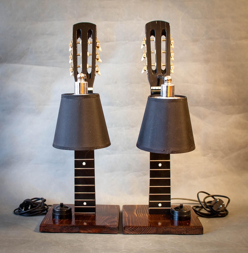 Handmade Guitar Neck Table Lamps: Upcycled Music Decor (set of 2) - Etsy