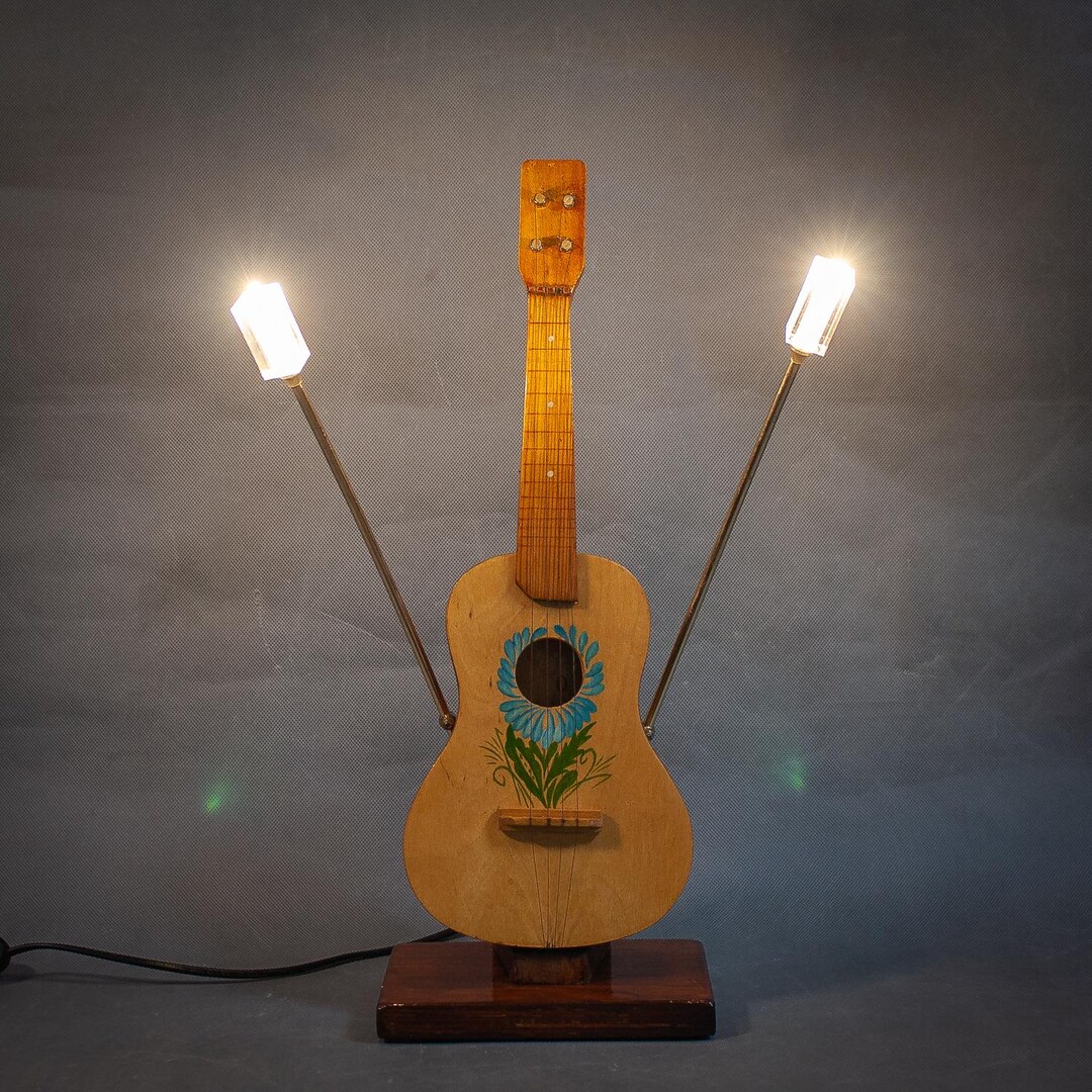 Unique Table Lamp Crafted From Restored Children's Guitar - Rustic Home ...