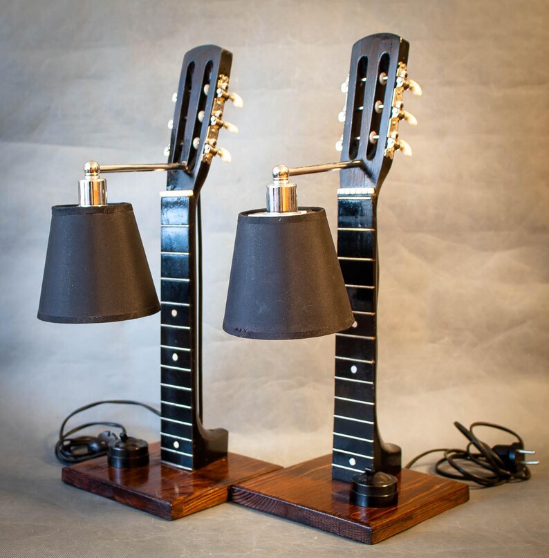 Handmade Guitar Neck Table Lamps: Upcycled Music Decor (set of 2) - Etsy