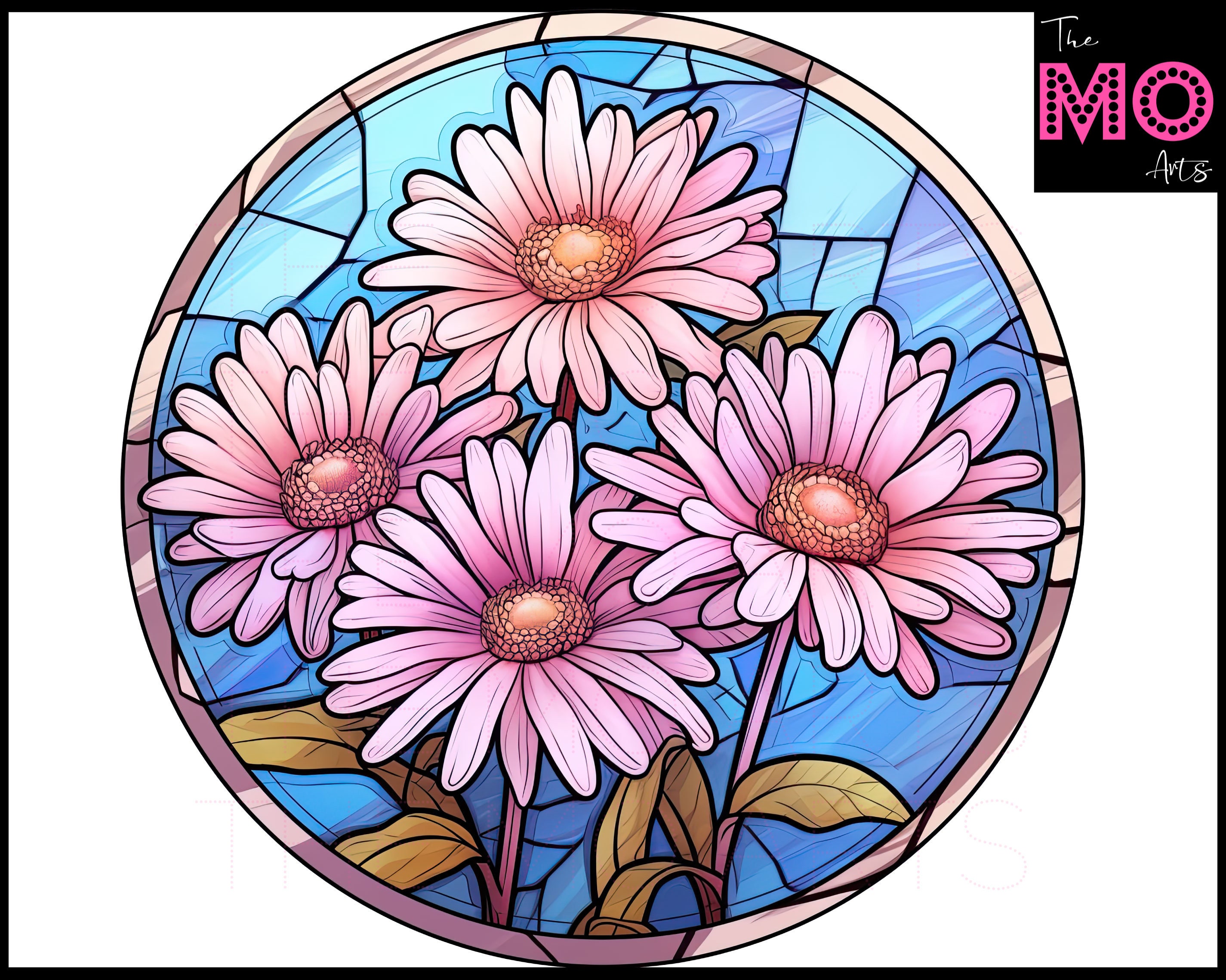 5 Aster Flower Stained Glass Clipart Sublimation Designs Aster - Etsy