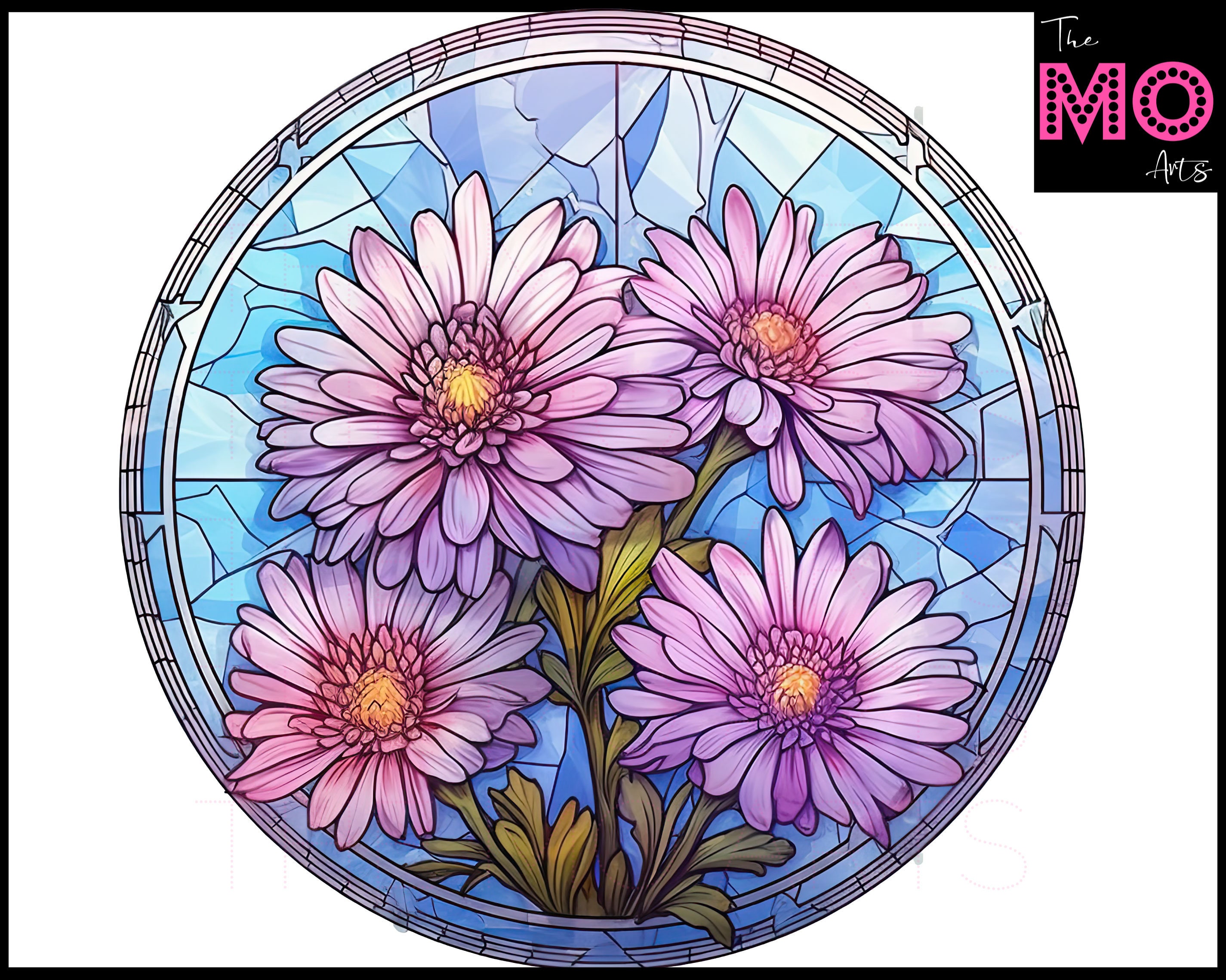 5 Aster Flower Stained Glass Clipart Sublimation Designs Aster - Etsy