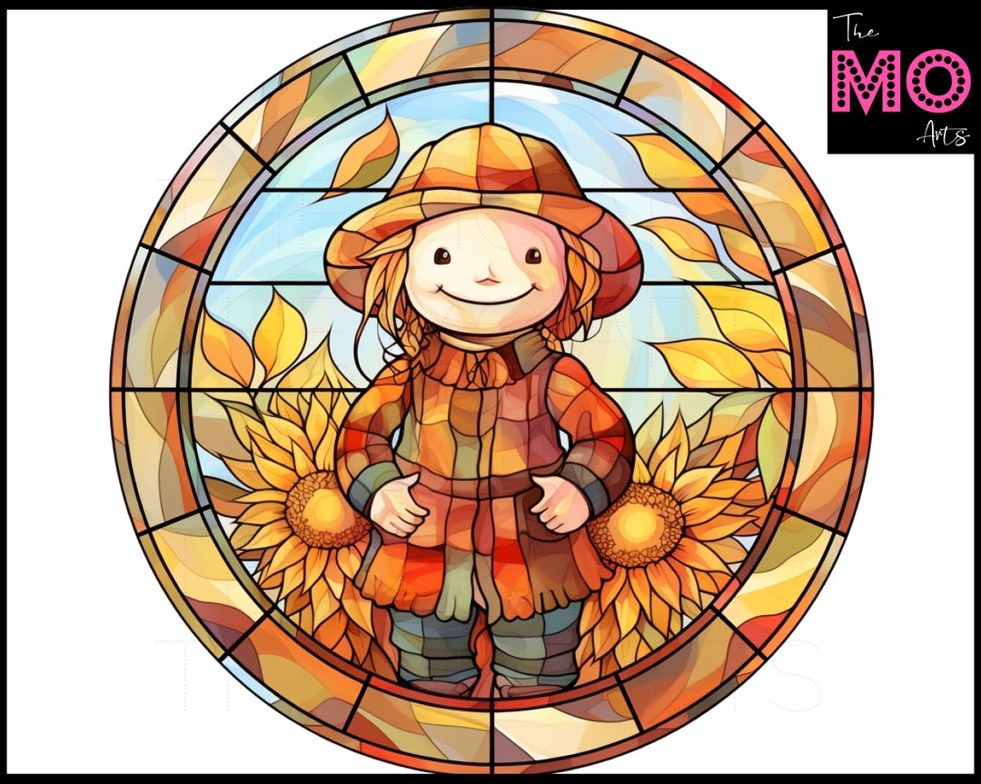 5 Creepy Scarecrow Round Stained Glass Clipart Sublimation - Etsy