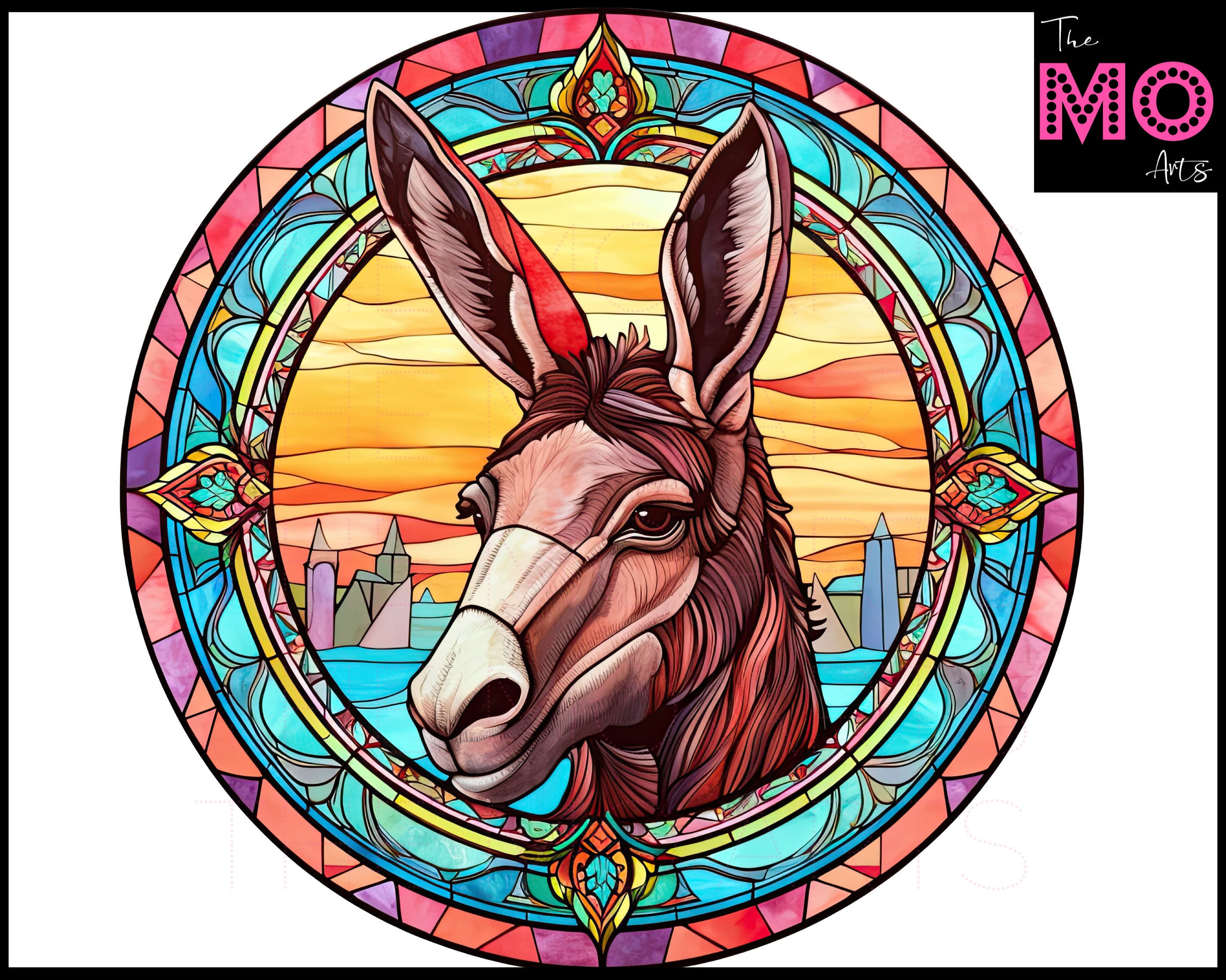 5 Mule Round Stained Glass Clipart Sublimation Mule Designs Digital Art ...