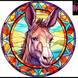 5 Mule Round Stained Glass Clipart Sublimation Mule Designs Digital Art ...