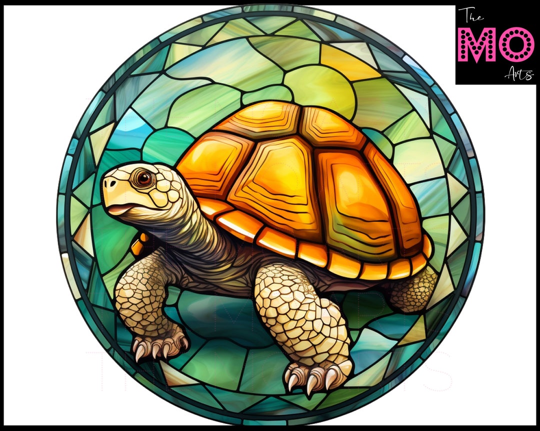 5 Tortoise Round Stained Glass Clipart Sublimation Delivery - Etsy