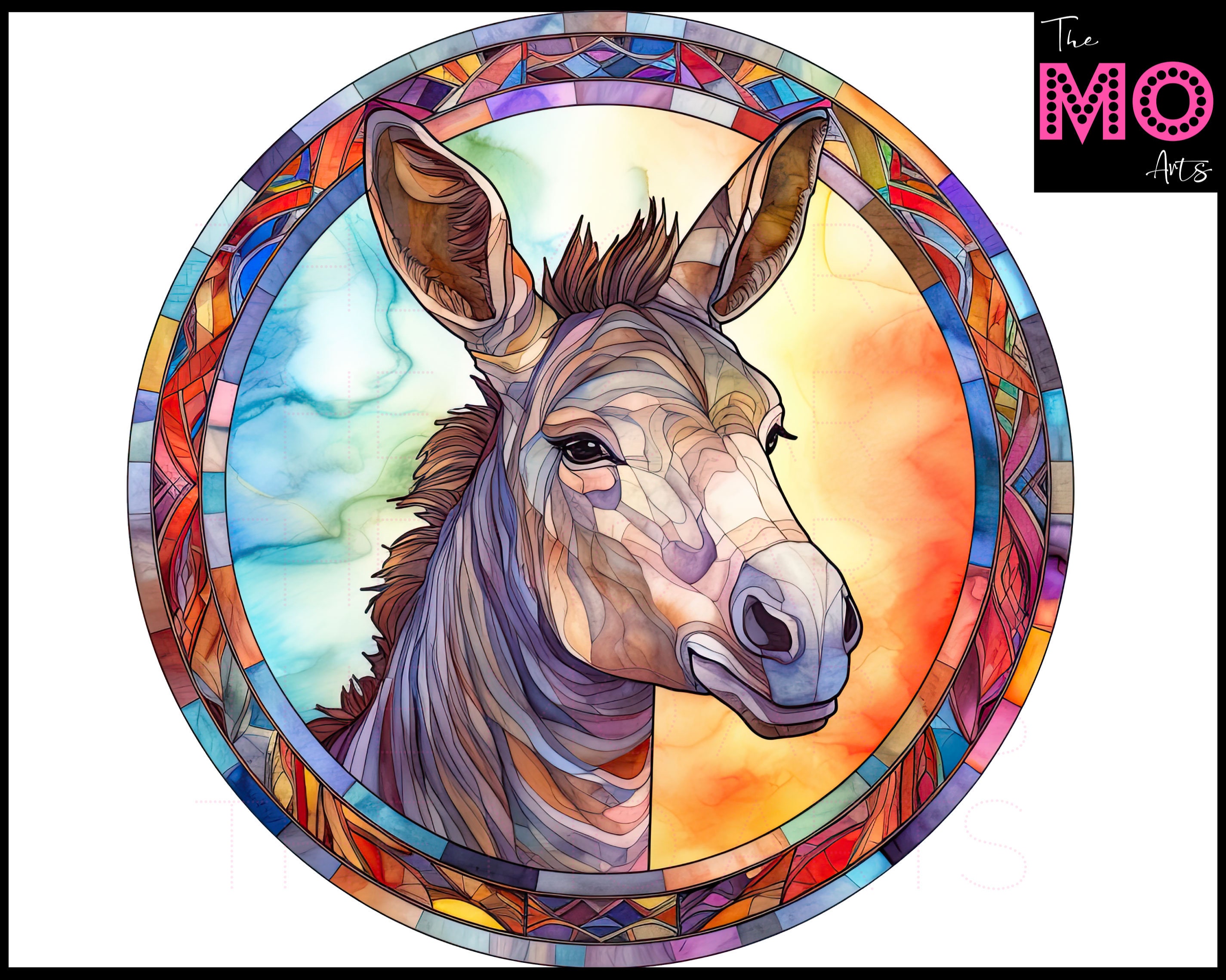 5 Mule Round Stained Glass Clipart Sublimation Mule Designs Digital Art ...