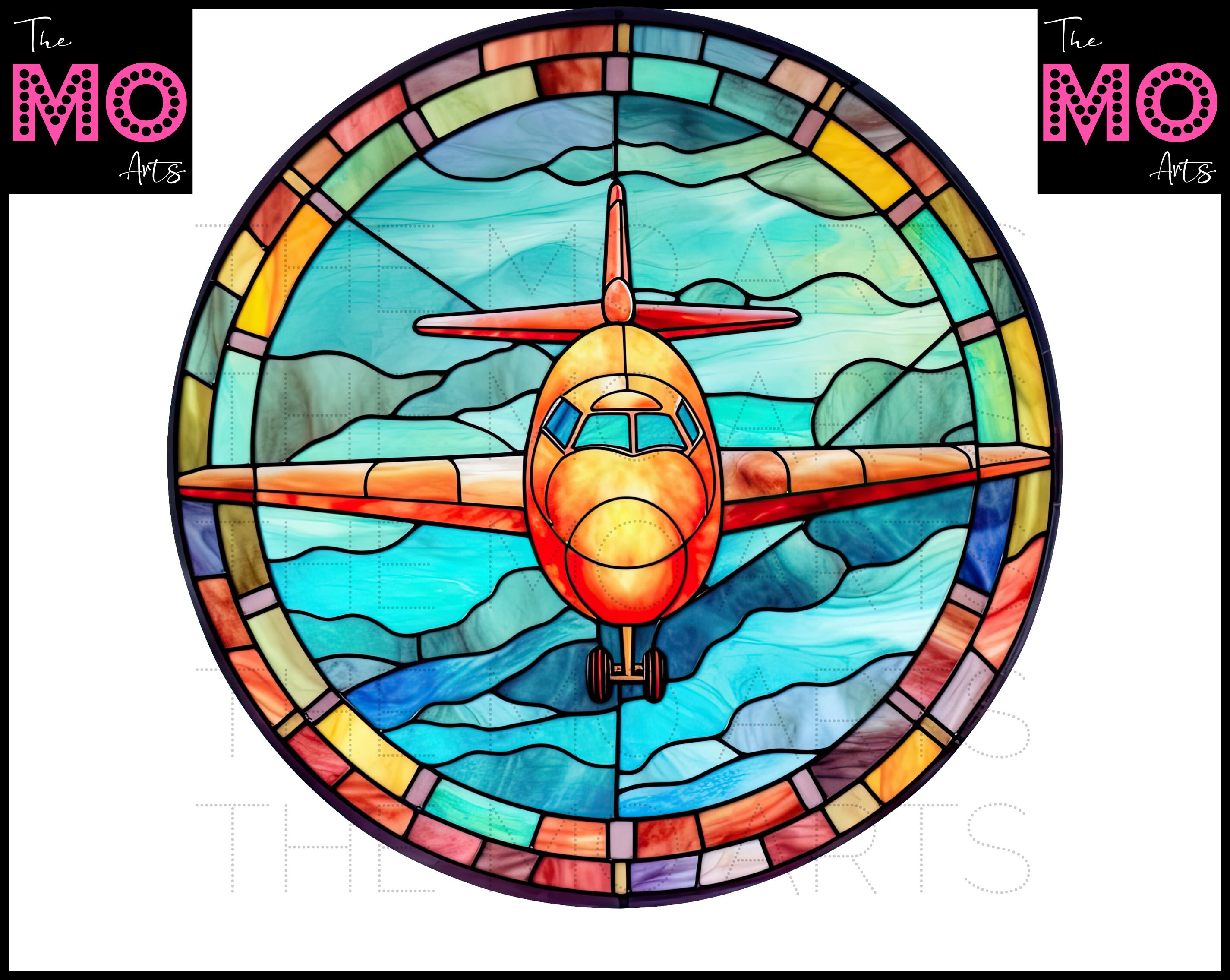 5 Airplane Stained Glass Clipart Sublimation Airplane Designs Digital ...