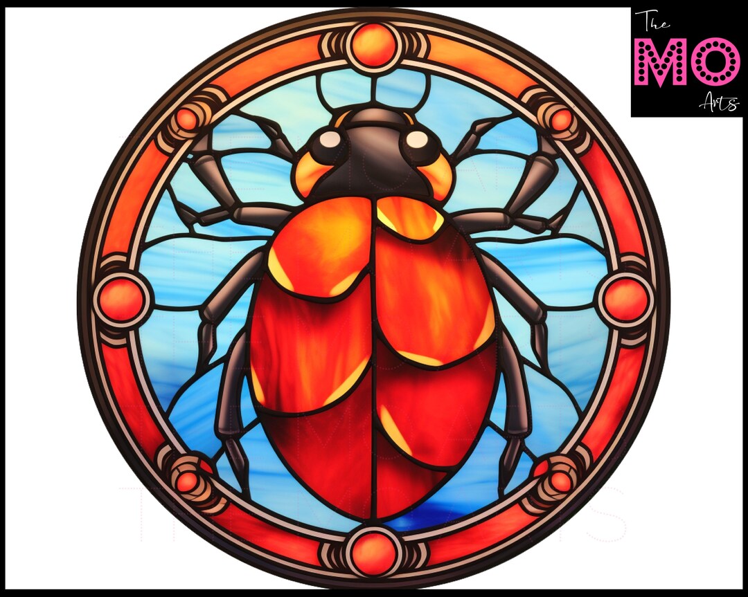 5 Ladybug Round Stained Glass Clipart Sublimation Ladybug - Etsy