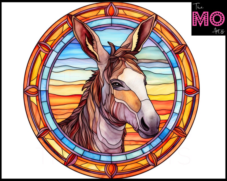 5 Mule Round Stained Glass Clipart Sublimation Mule Designs Digital Art ...
