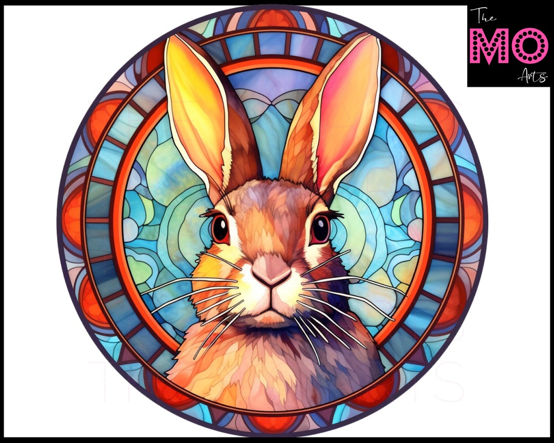 5 Rabbit Round Stained Glass Clipart Sublimation Rabbit - Etsy