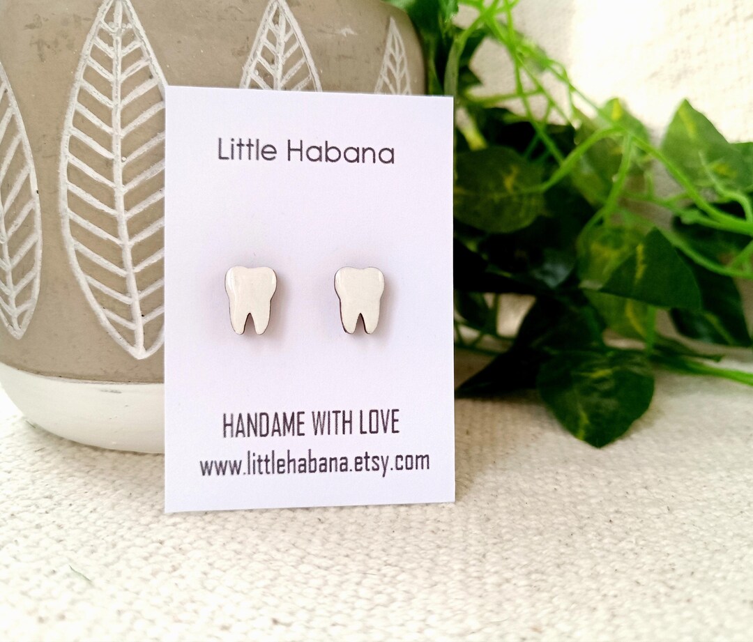 Personalized Tooth Stud Earrings, Cute Tooth Earrings, Dental Hygienist ...
