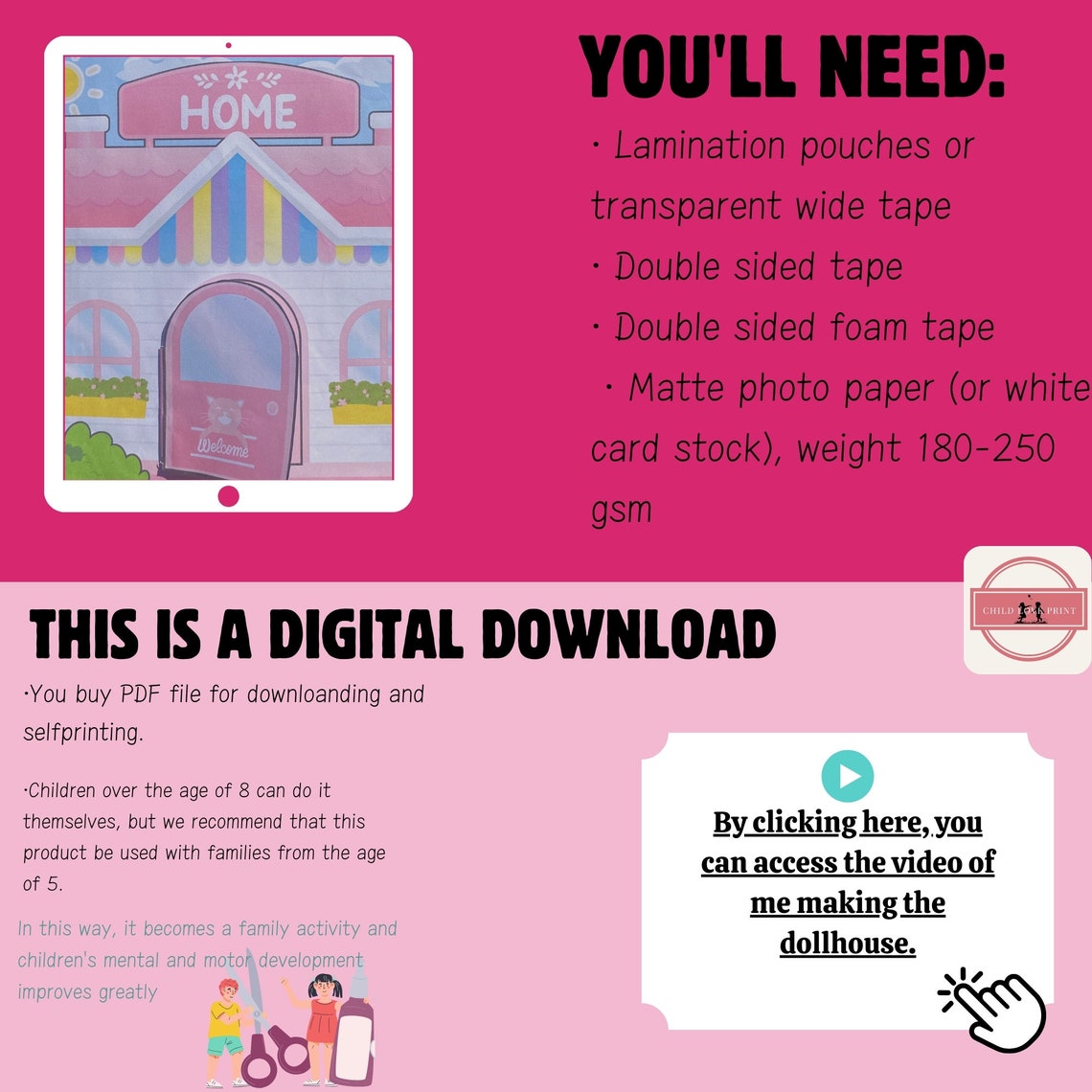 Doll House Printable, Paper Doll House, Busy Book Printable, Diy ...