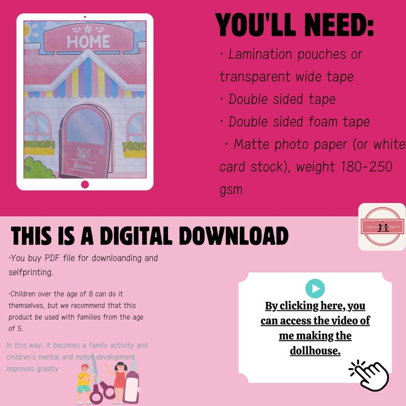 Doll House Printable, Paper Doll House, Busy Book Printable, Diy ...