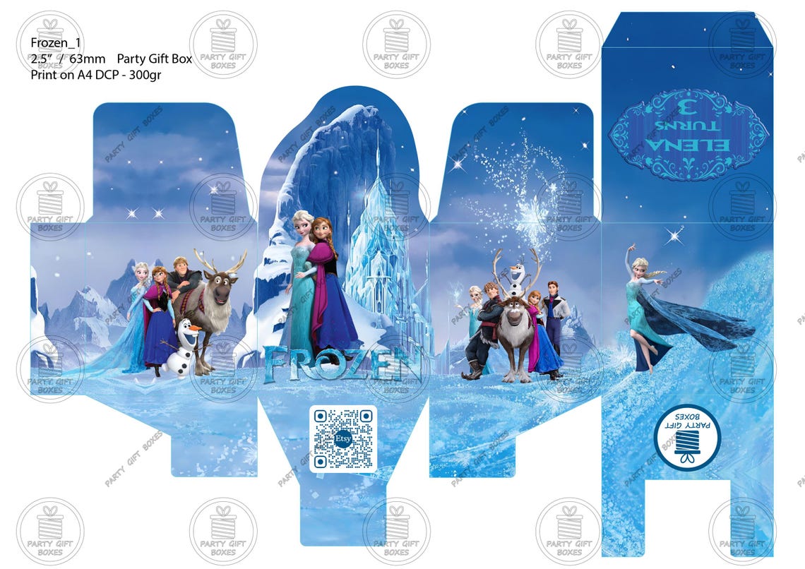 Frozen Theme Birthday Party Gift Box Candy Box 63mm 2.5 & 89mm 3.5 DIY ...