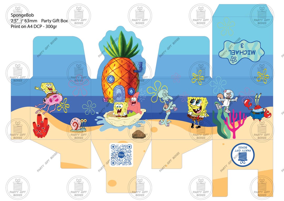 Spongebob Squarepants Theme Birthday Party Gift Box Candy Box 63mm 2.5 ...