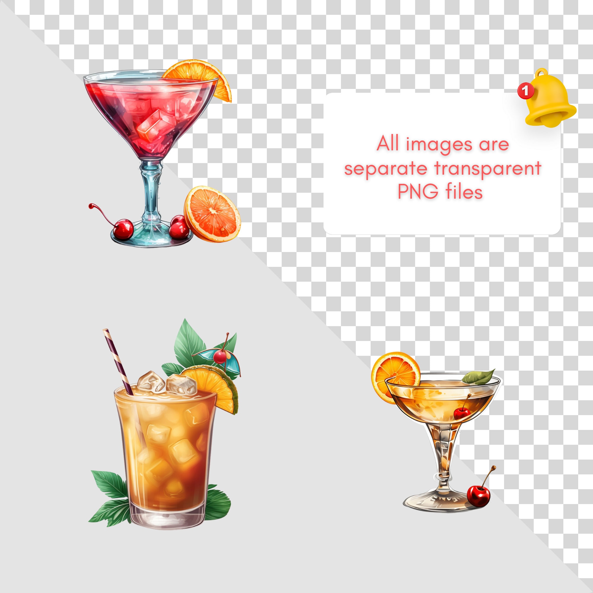Cocktail Clipart PNG Cocktail Digital Graphics Instant Download for ...