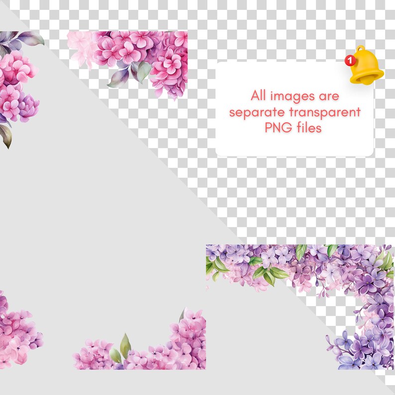 Lilac Border Clipart PNG Watercolor Lilac Border Floral Border Digital ...