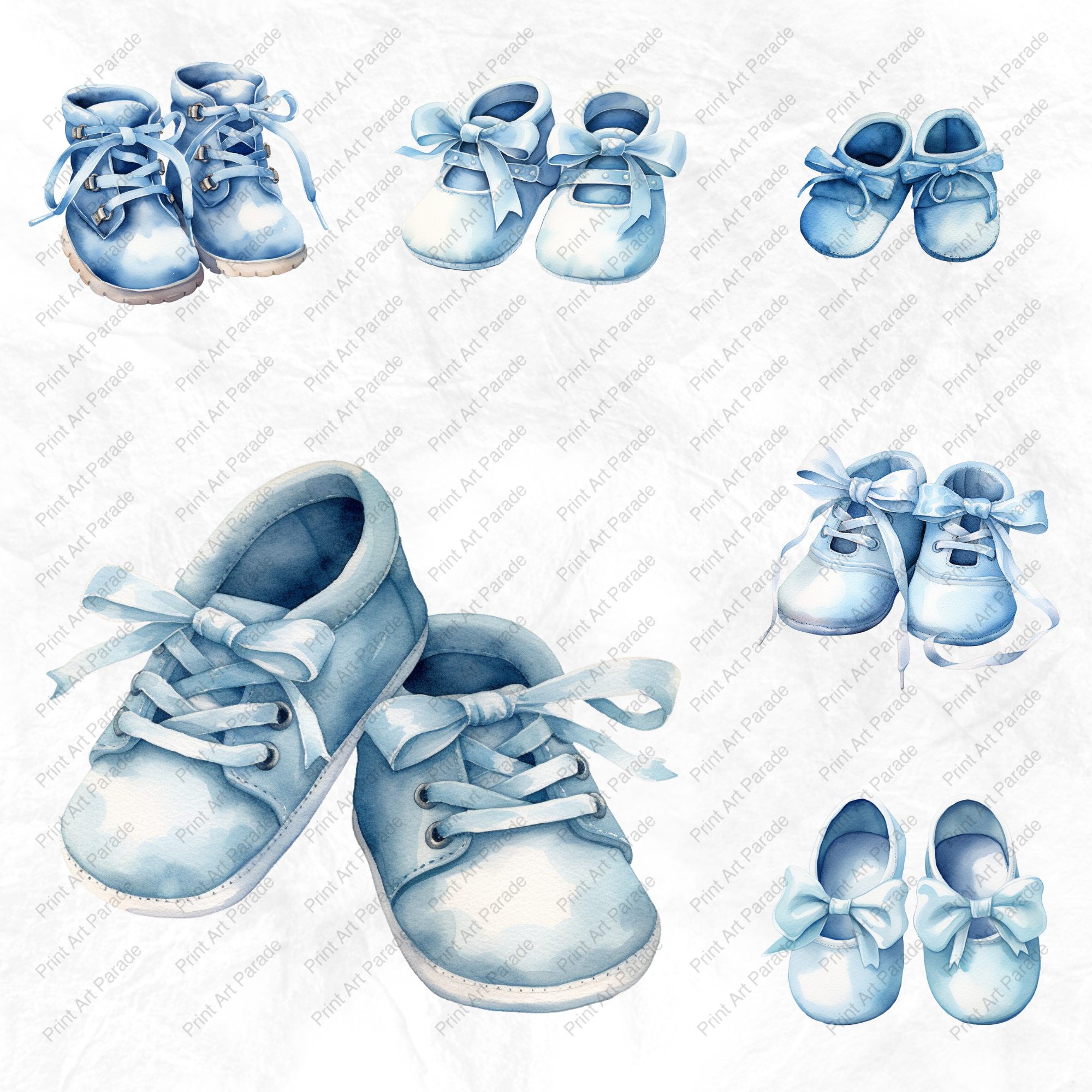Watercolor Baby Boy Shoe Clipart PNG Newborn Nursery Baby Shower Baby ...