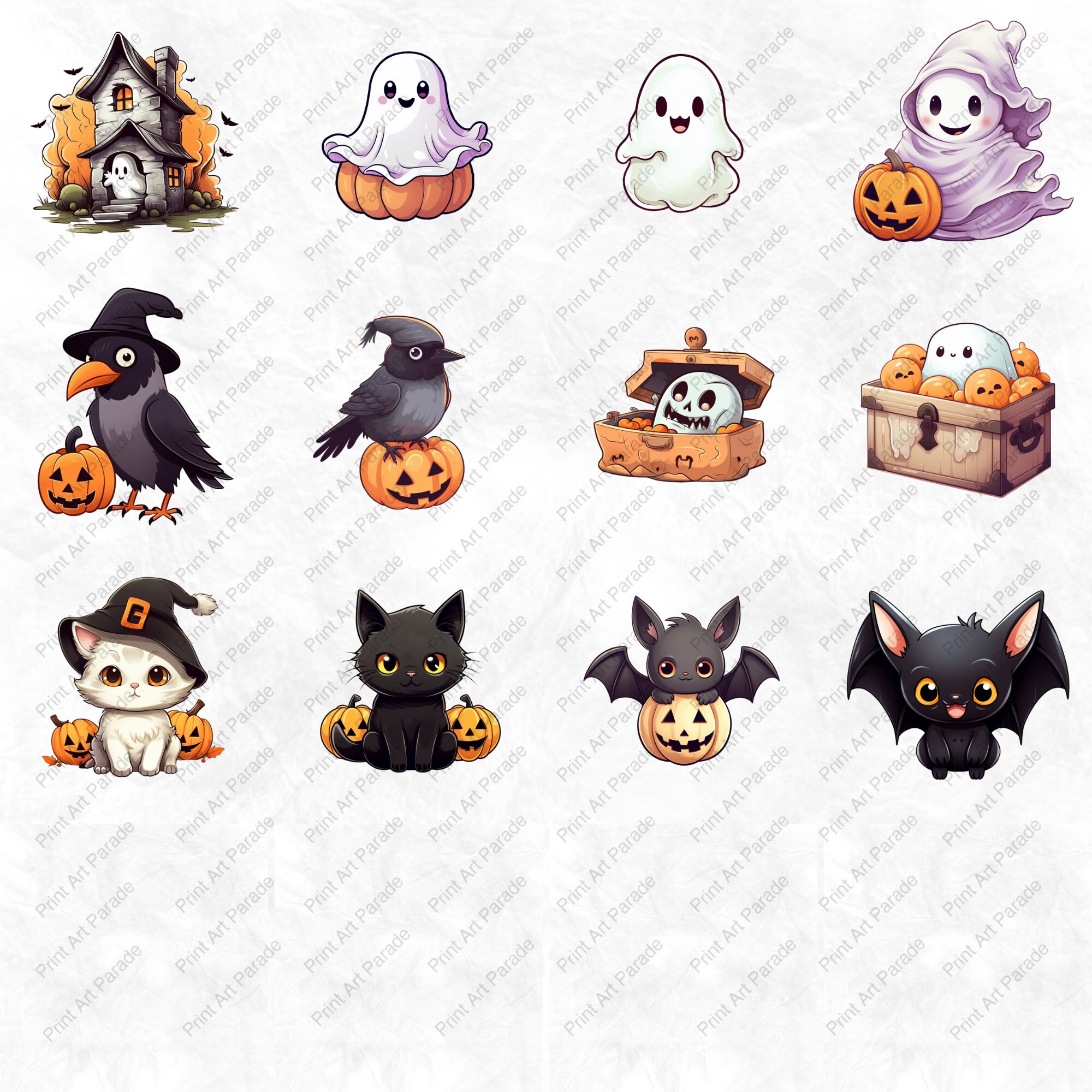 Cute Halloween Clipart PNG for Halloween Decor and Halloween Gift ...