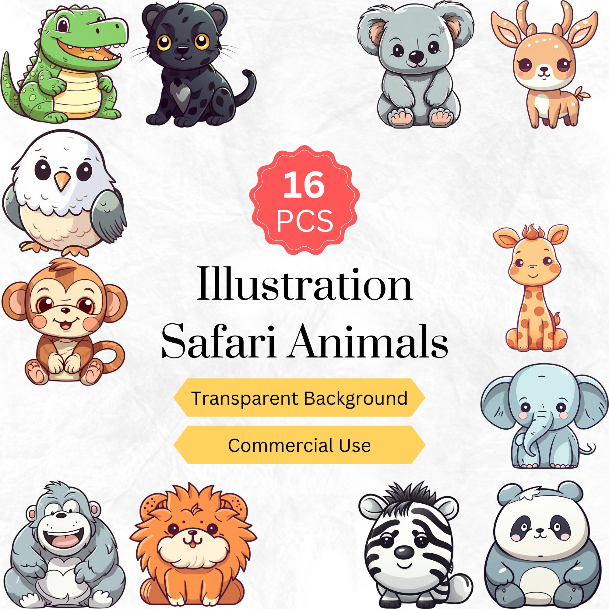Safari Animal Clipart PNG Baby Safari Animal Clipart Baby Shower ...