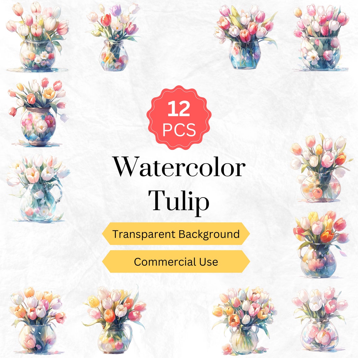 Watercolor Tulip Clipart PNG Tulip Floral Digital Graphics Instant ...