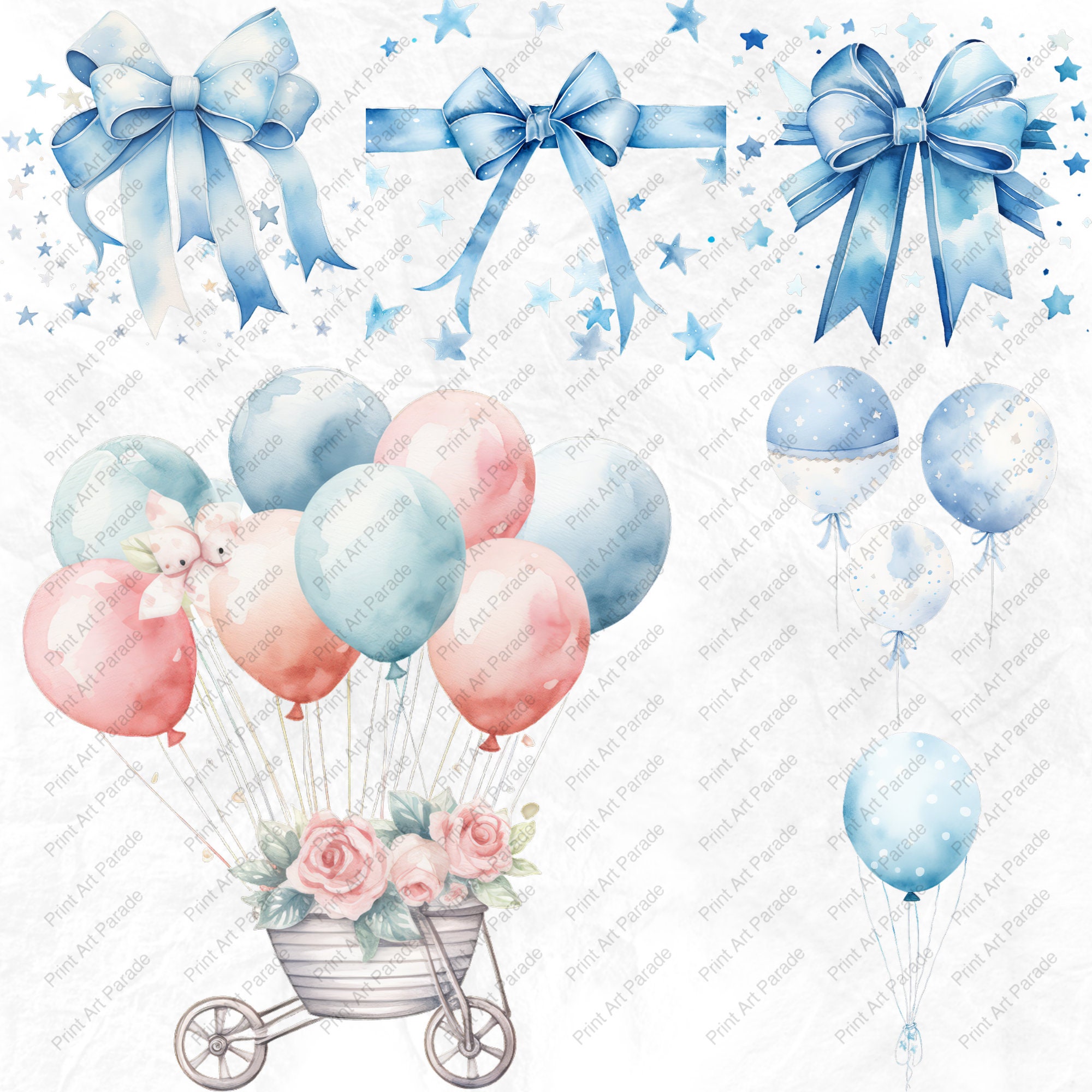 Watercolor Baby Shower Clipart PNG Newborn Nursery Baby Shower Baby Boy ...