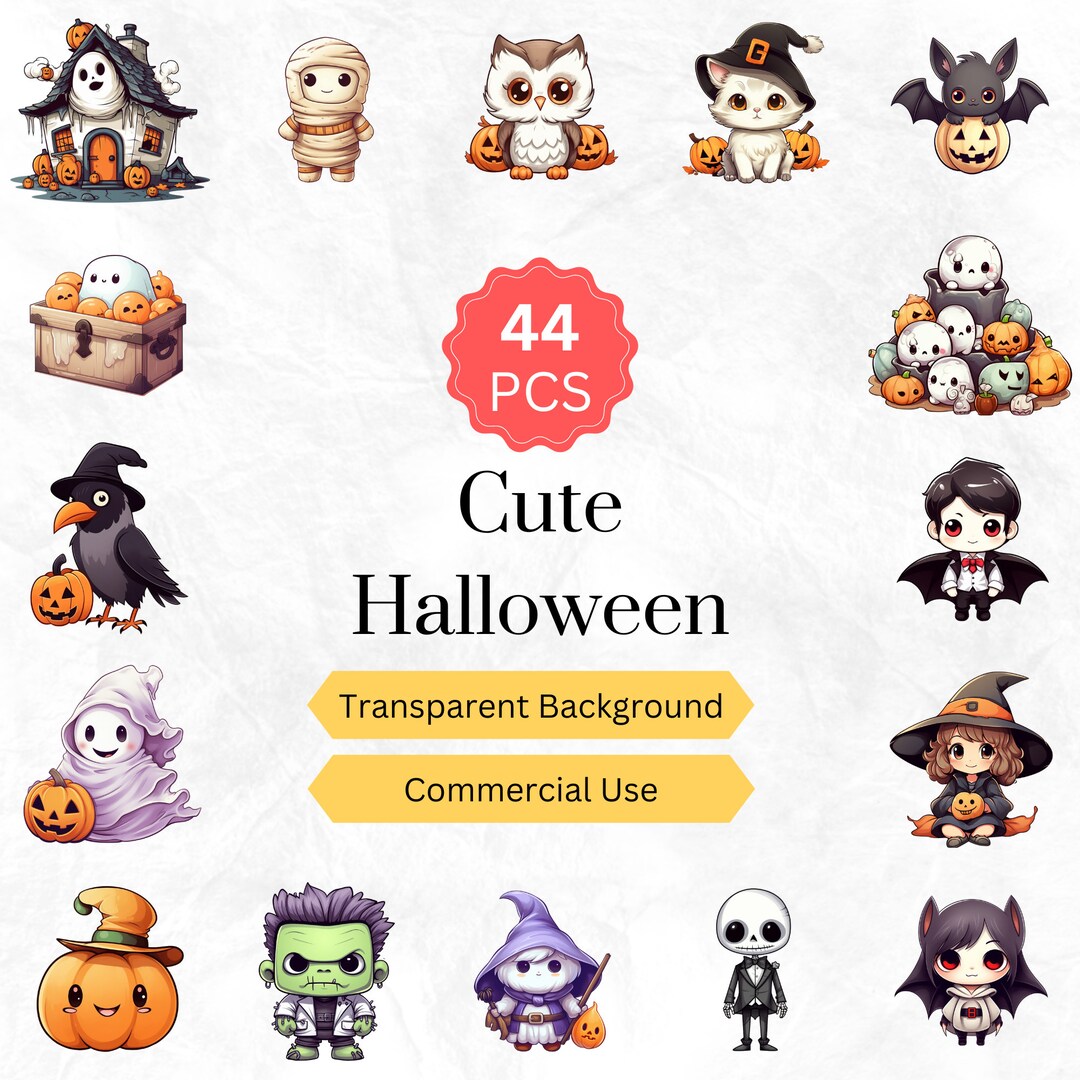 Cute Halloween Clipart PNG for Halloween Decor and Halloween Gift ...