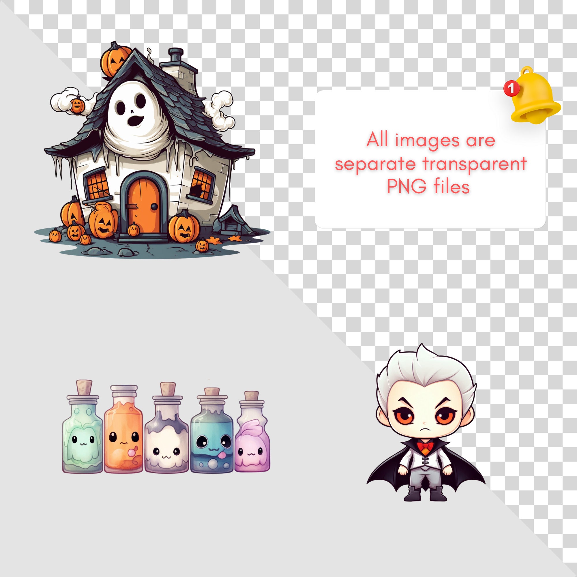 Cute Halloween Clipart PNG for Halloween Decor and Halloween Gift ...