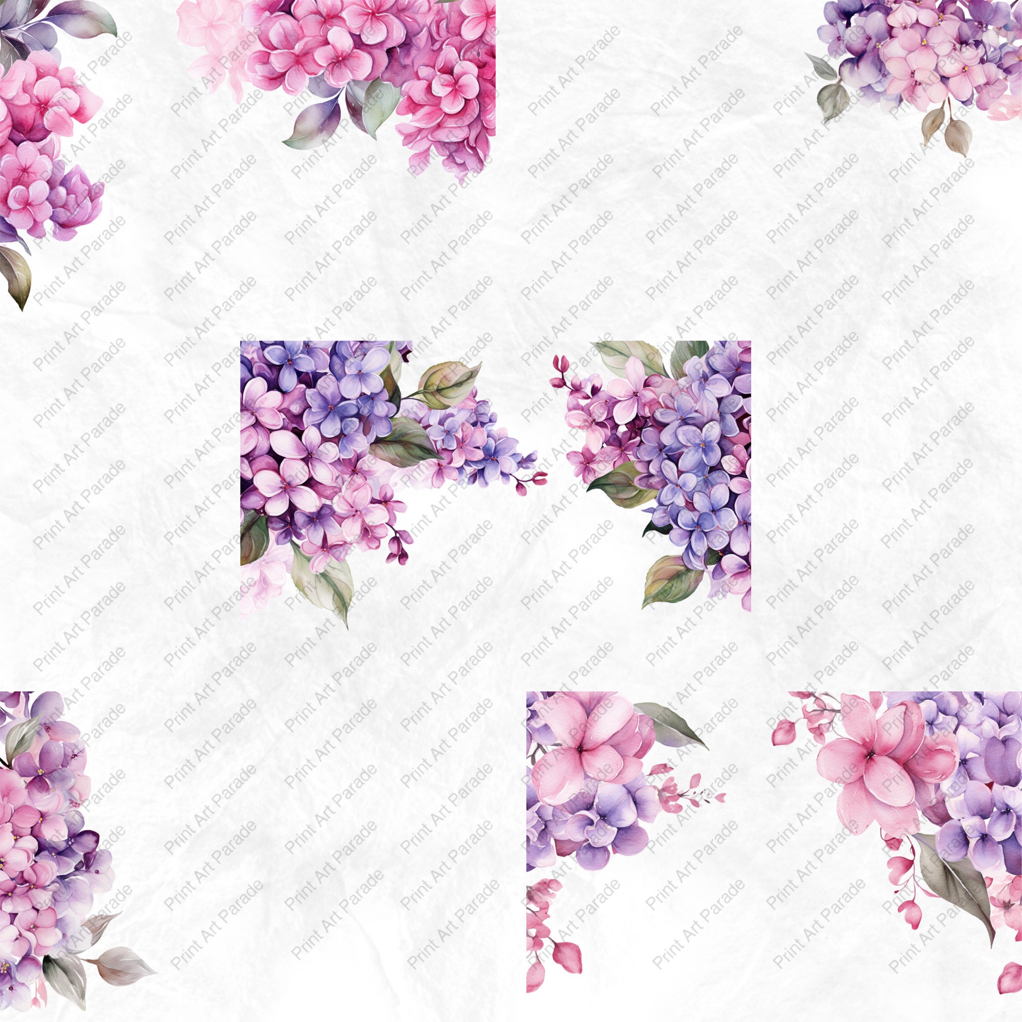 Lilac Border Clipart PNG Watercolor Lilac Border Floral Border Digital ...