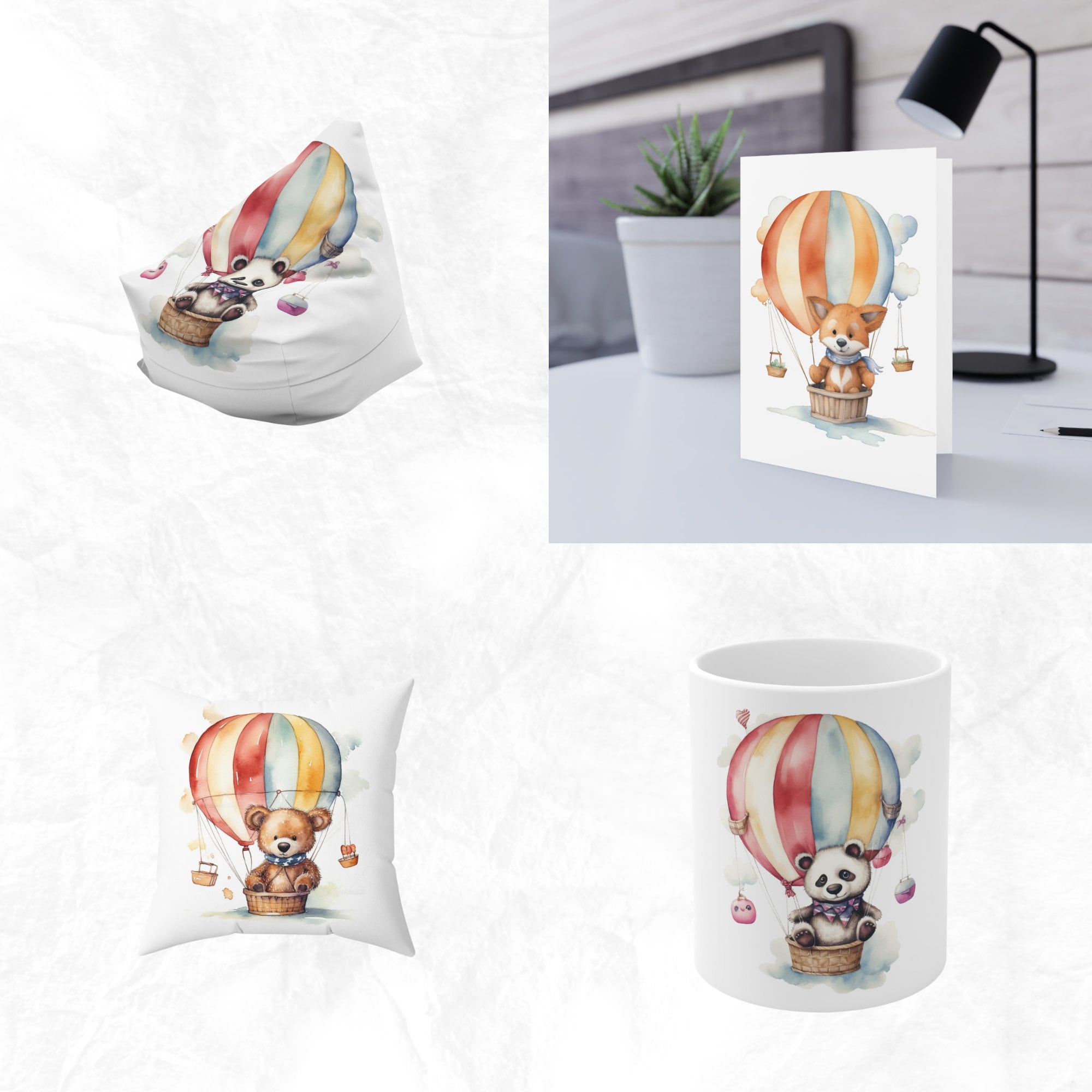 Watercolor Hot Air Balloon Clipart PNG Newborn Nursery Baby Shower PNG ...